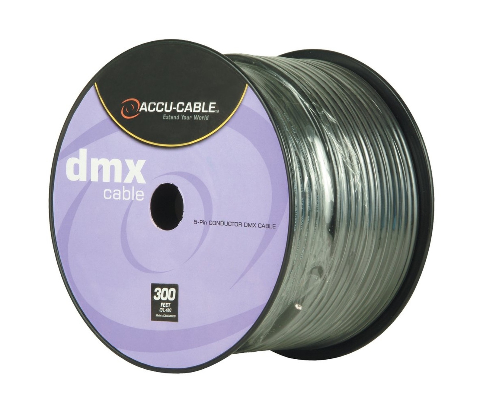Accu Cable, DMX Stage Light Cable, 5 Pin DMX Extension Cable Spool (300 ...