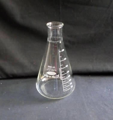 VWR Glass 2000mL Narrow Mouth Conical Graduated Erlenmeyer Flask 89000 ...