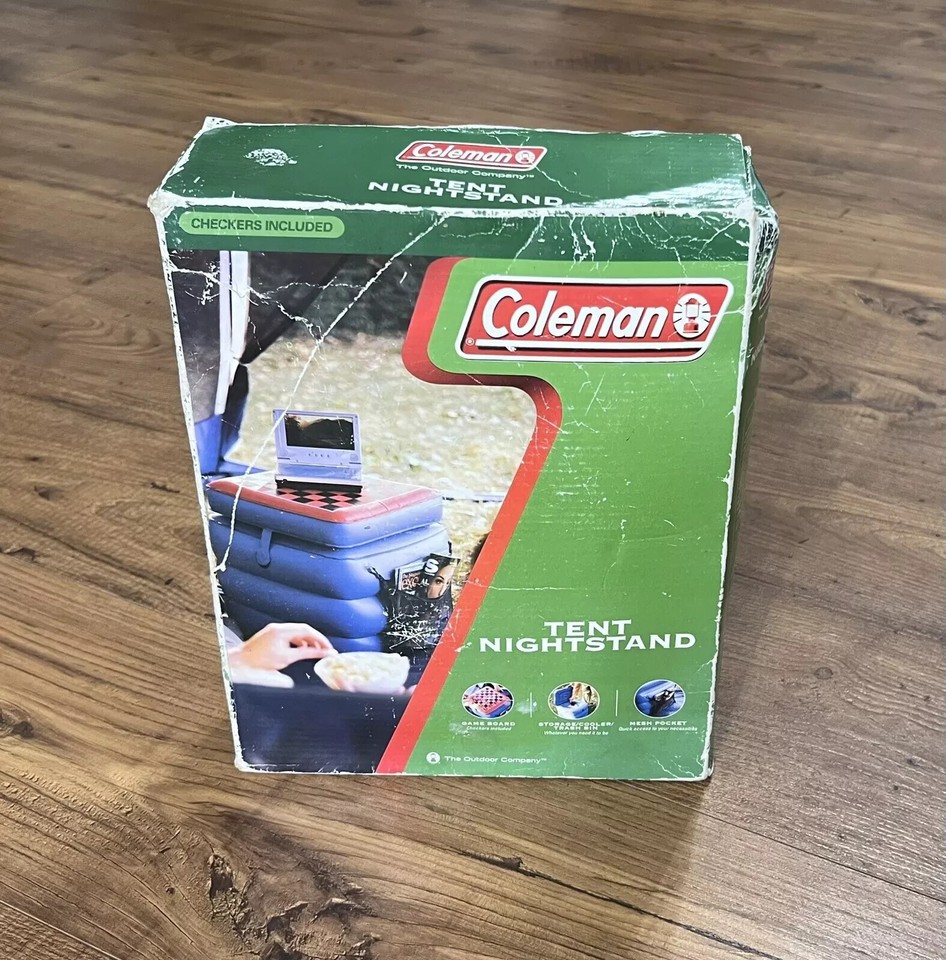 Coleman Inflatable Camping Tent Nightstand Table Checkers Cooler Trash ...