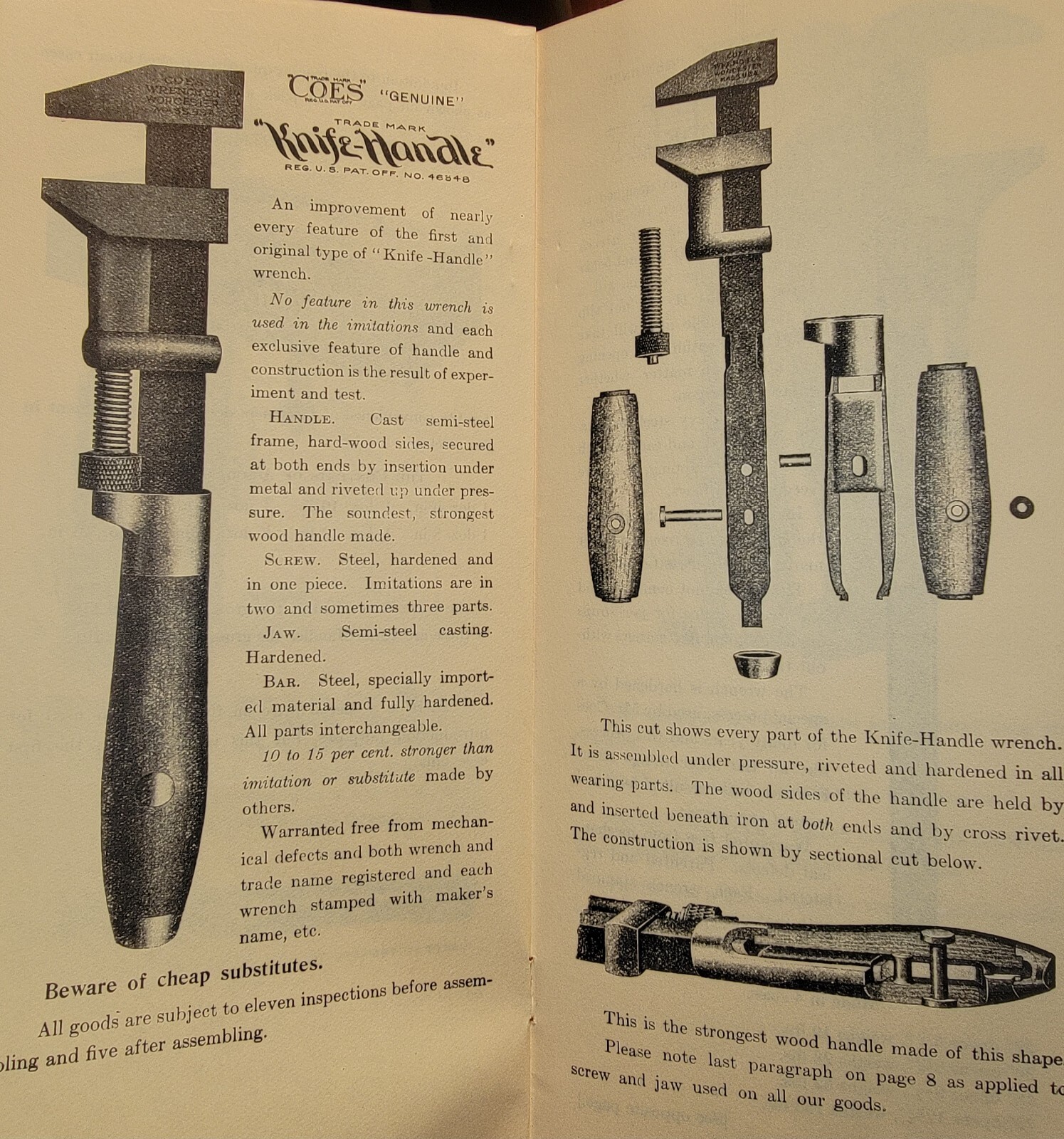 Antique Graduated Screw Wrench Set, Most Are Coes. 6 Knife Handle ...