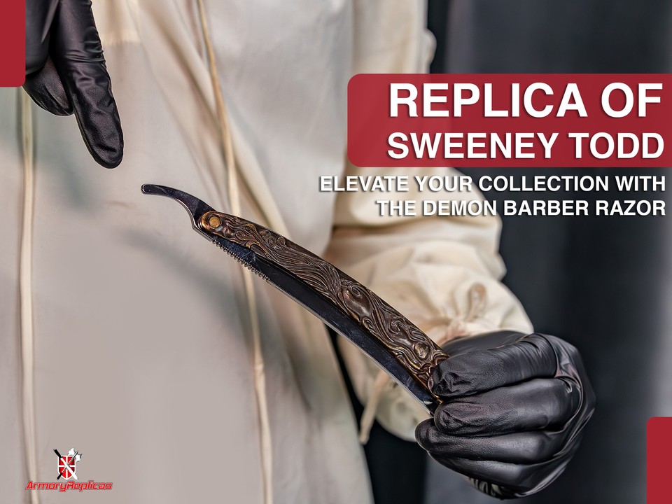 SWEENEY TODD DEMON BARBER'S STRAIGHT RAZOR REPLICA, BURTON DEPP SHAVING ...