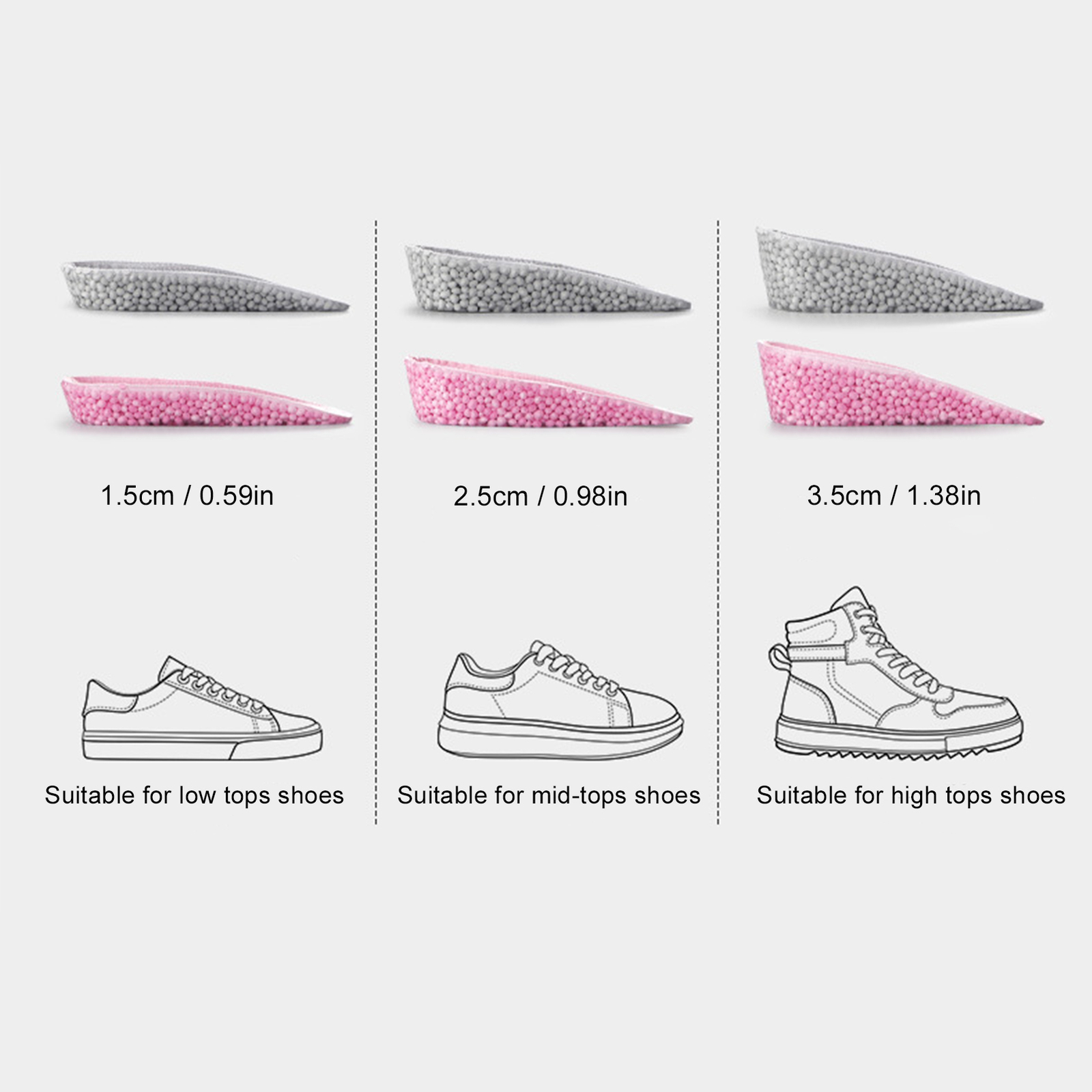 Height Increase Insole Cushion Height Lift Elastic Comfortable Shock ...