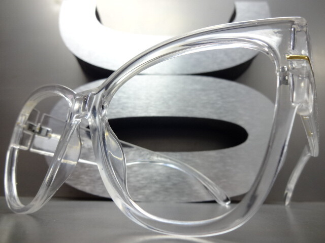 Women's RETRO CAT EYE Style Lensless Eye Glasses Transparent Frame Only ...