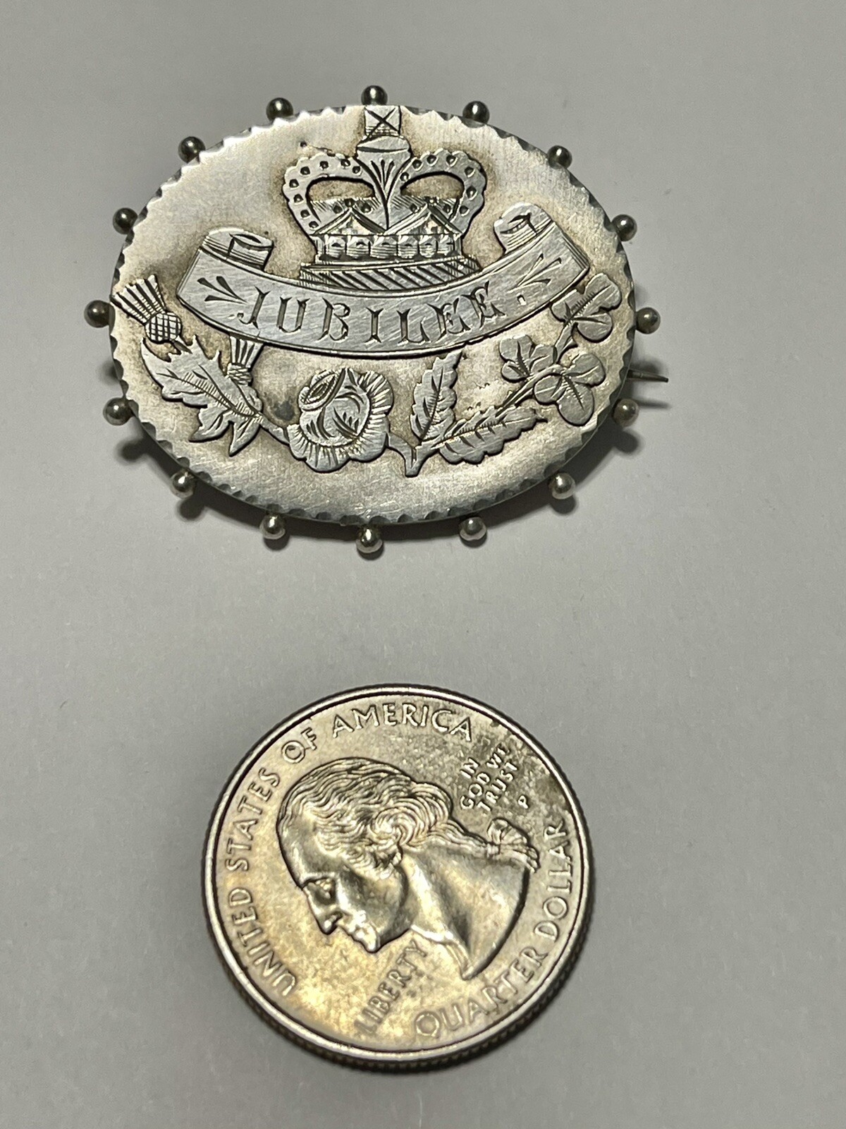 Antique Victorian Queen’s Jubilee Sterling Brooch Hal… - Gem