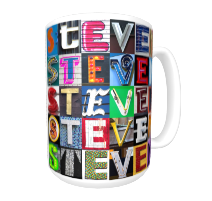 STEVEN Coffee Mug / Cup featuring the name in photos of sign letters | eBay