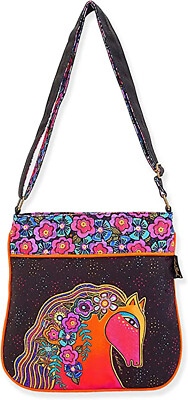 Laurel Burch Blaze Pink/Red Pony Horse w/Flowers Crossbody Shoulder Bag ...