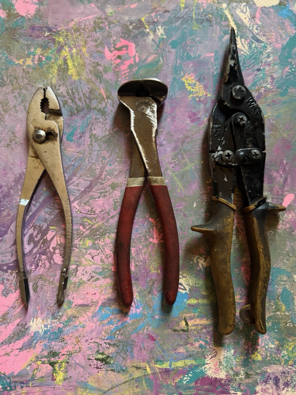 Lot Of 3 Used Tools • Tin Snips, Multipurpose Pliers, Husky Clippers | eBay