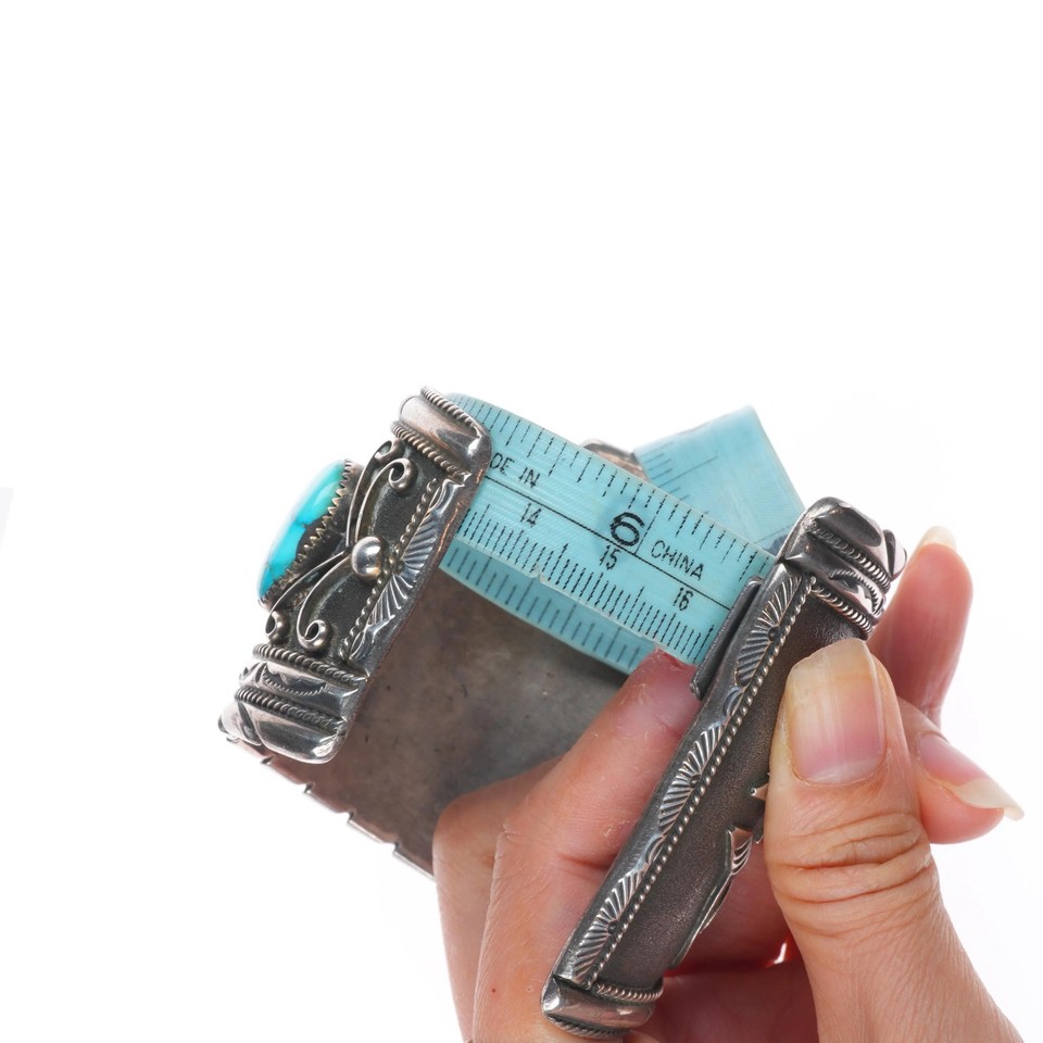 6.5" RW James Navajo Bird's Eye Kingman turquoise sterling silver cuff ...