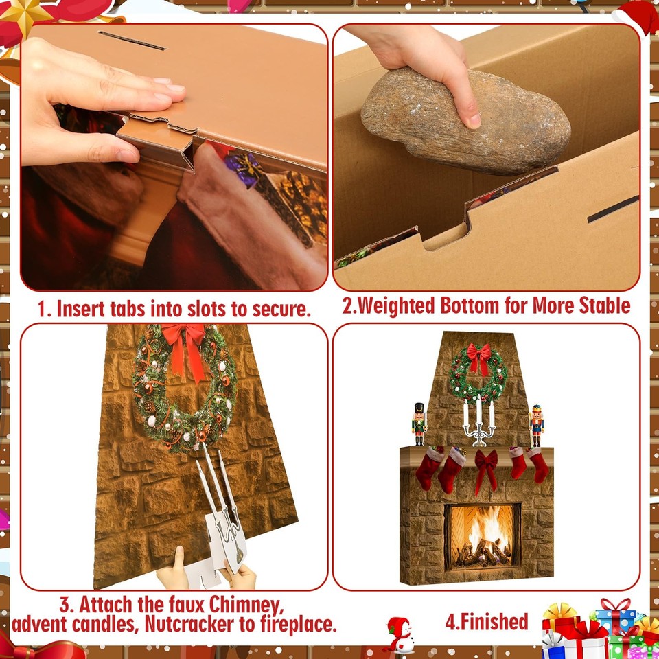 Cardboard Fireplace for Christmas Large Cardboard Fireplace Prop 3D ...