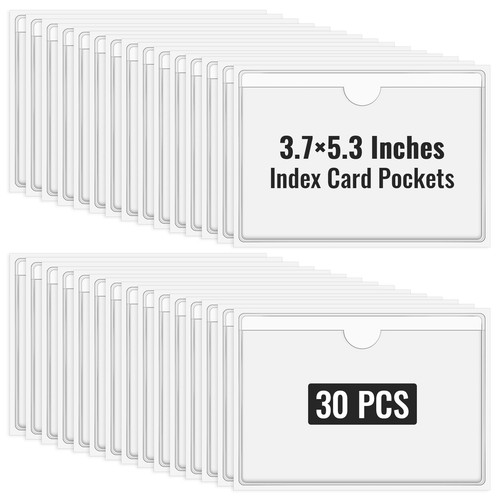 Clear Adhesive Pockets 3"x5" Index Card Sleeves Self Adhesive with Top ...