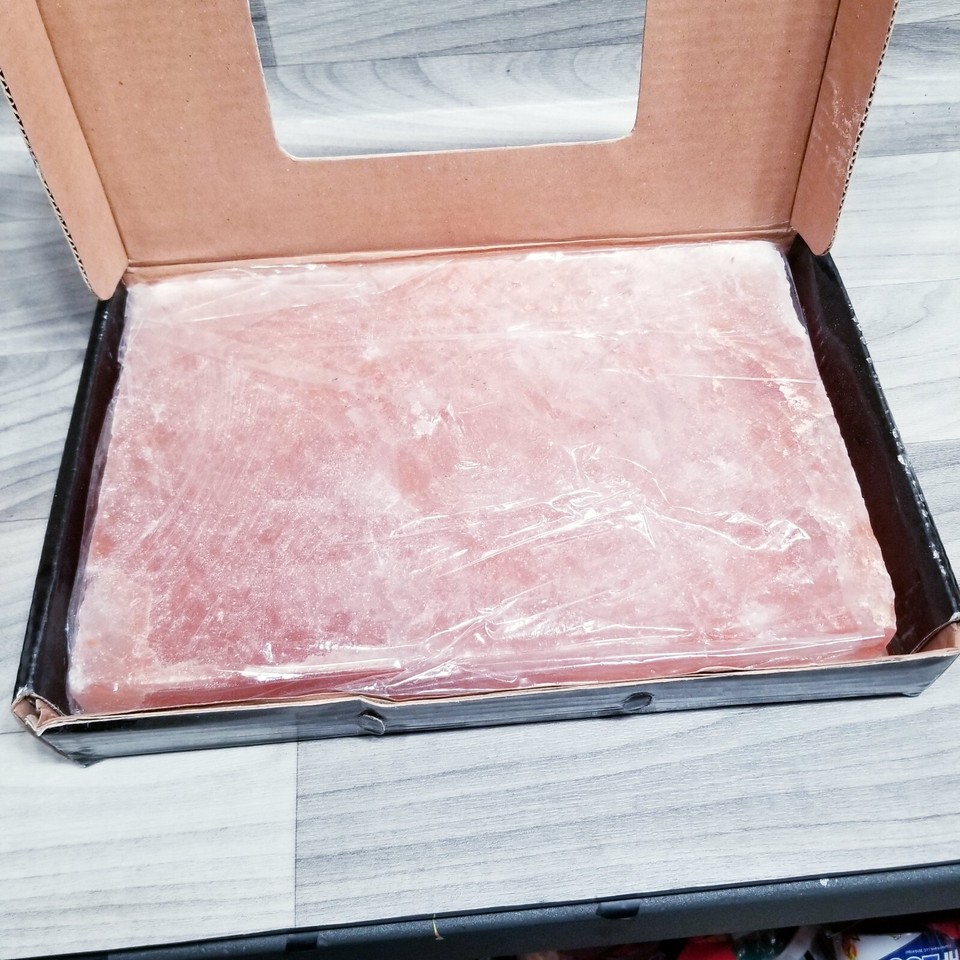 Evolution Salt Co Himalayan Pink Salt Slab Hand Carved Open Box 12” X 8 ...