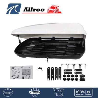 White 14 ft³ ABS Car Roof Top Box Cargo Luggage Carrier Toolless ...