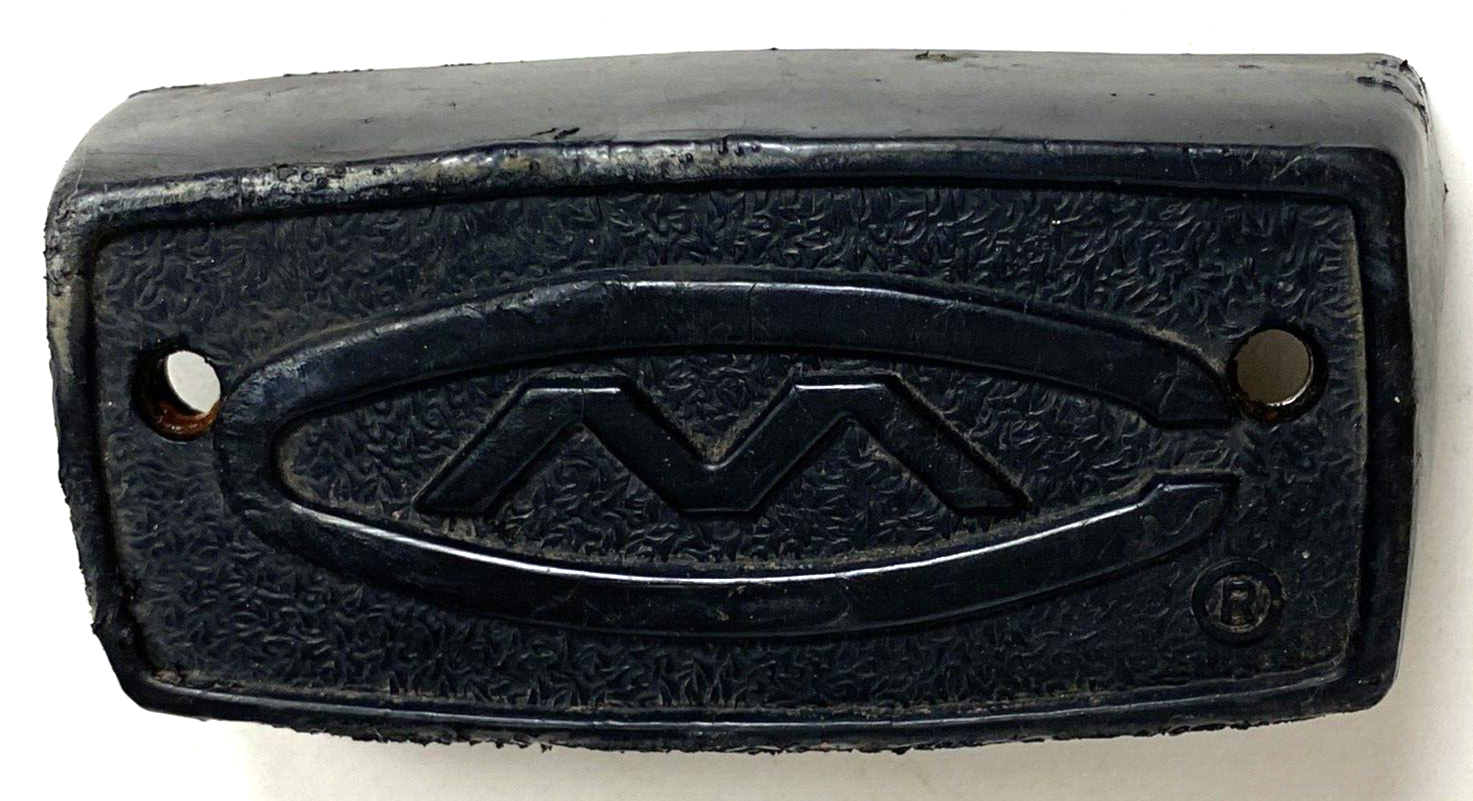 ORIGINAL CUSHMAN GAS TANK EMBLEM,BLACK PLASTIC,4"x2",SCOOTER,CM LOGO ...