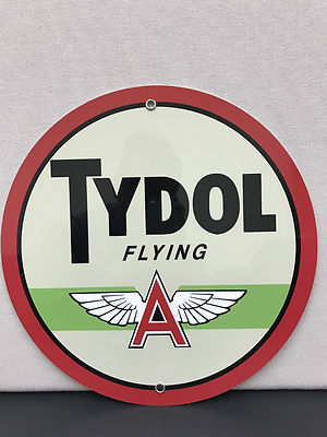 Tydol flying A gasoline garage man cave racing oil vintage sign baked ...