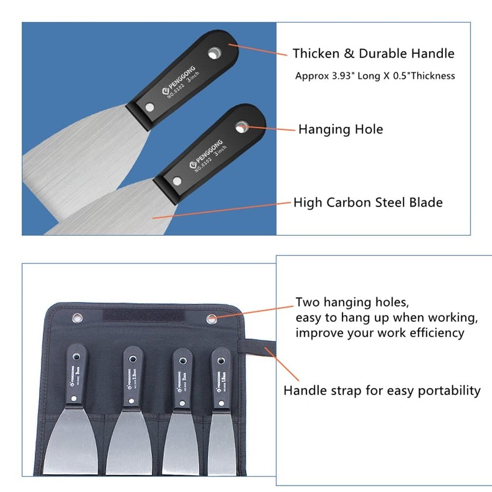 7PCS Drywall Tools, Putty Knife Set, 50# Steel Drywall Taping Knife ...