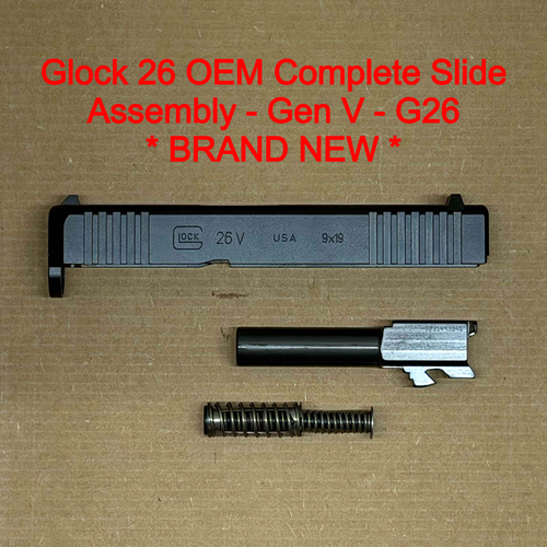 Glock 26 Gen V 9mm OEM Complete Slide Assembly Barrel Recoil Spring ...