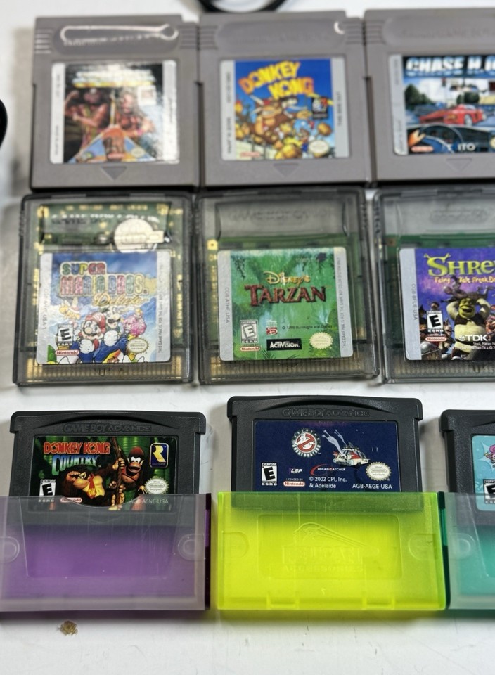 Nintendo Game Boy Advance SP Silver Bundle 2 Cases Cords & 12 Games | eBay