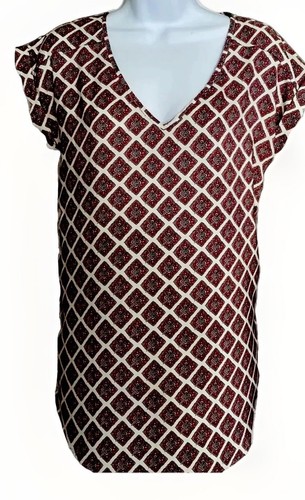 *EXPRESS* Red Ivory Print Short Sleeve Gramercy Shirt - Size Medium | eBay
