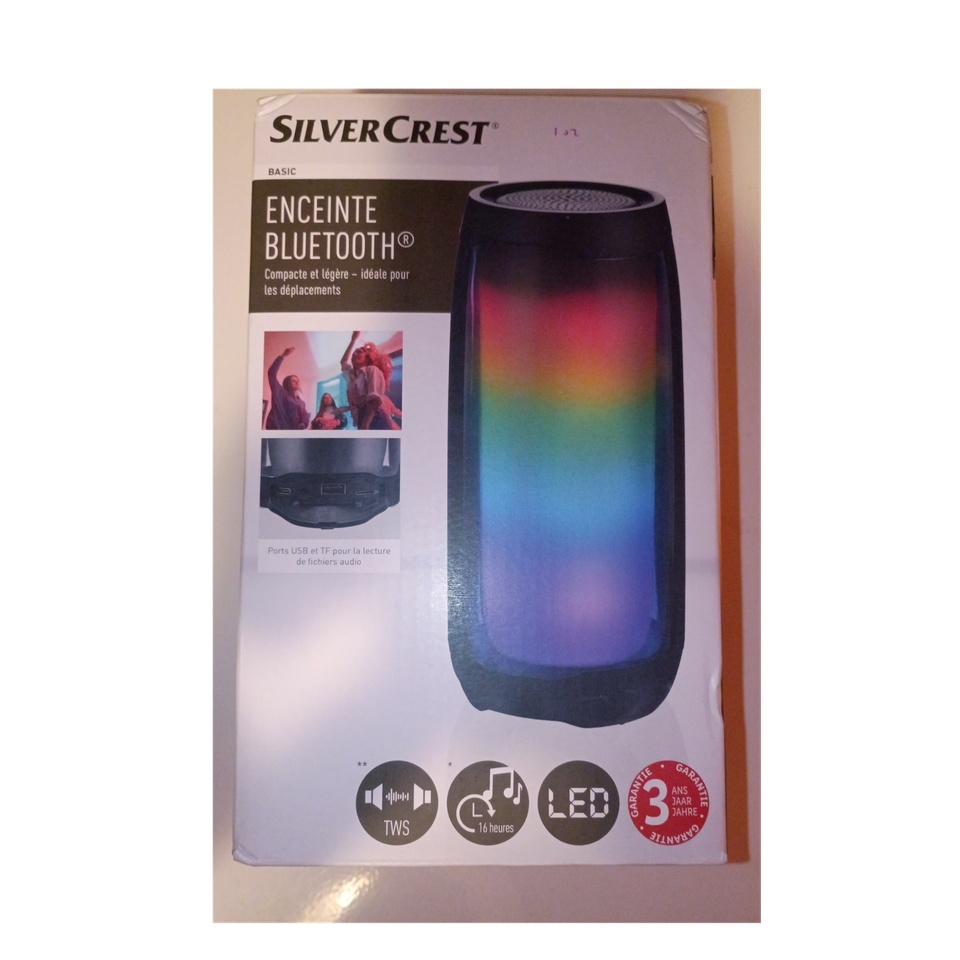 SilverCrest Basic Enceinte Bluetooth Portable Speaker w/ LED, USB Input ...