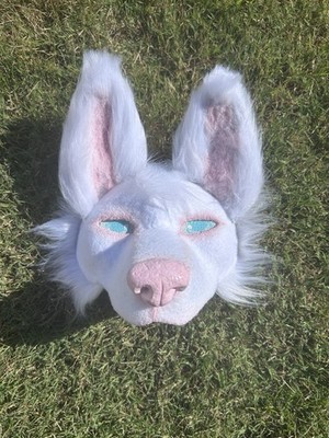 Therian Mask Animal Half Mask Furry Mask Albino Dog Canine Handmade | eBay