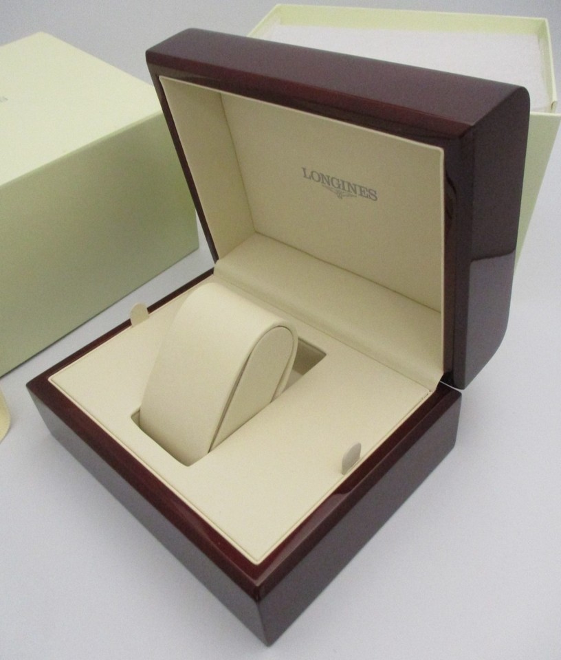 LONGINES Lacquered Wood Watch Box Chest, Tag, Waranty Info Book, Open ...