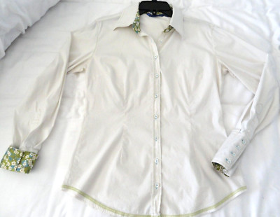 Georg Roth Los Angeles Off White Button Up Shirt Floral Flip Cuff Women ...