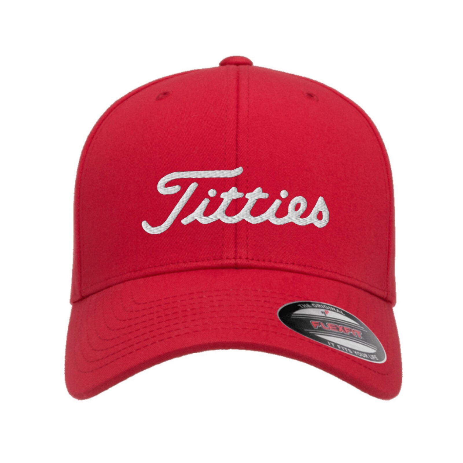 Titties Embroidered Logo FlexFit Hat Golf Hat Funny Adult Dad's Golf ...