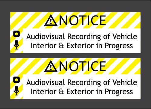 3x Dashcam Notice AV Recording In Progress Durable Vinyl Sticker Taxi ...
