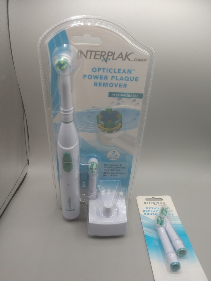 INTERPLAK Rechargeable Toothbrush Opticlean Power Plaque Remover, 2 ...