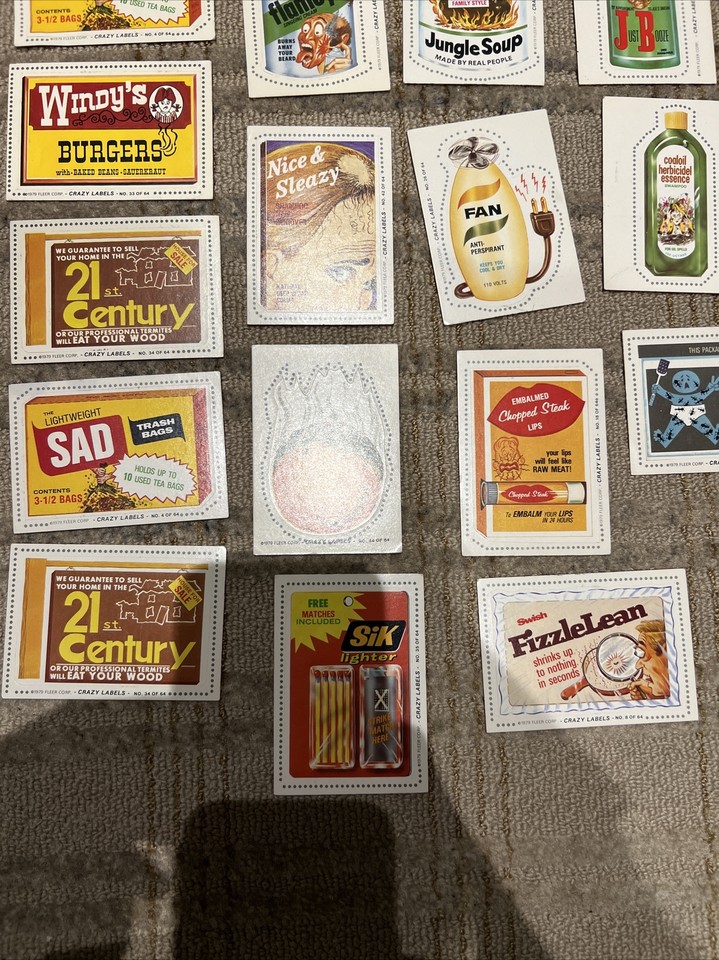 1979 Lot Of 16 Fleer Crazy Labels Cards | eBay