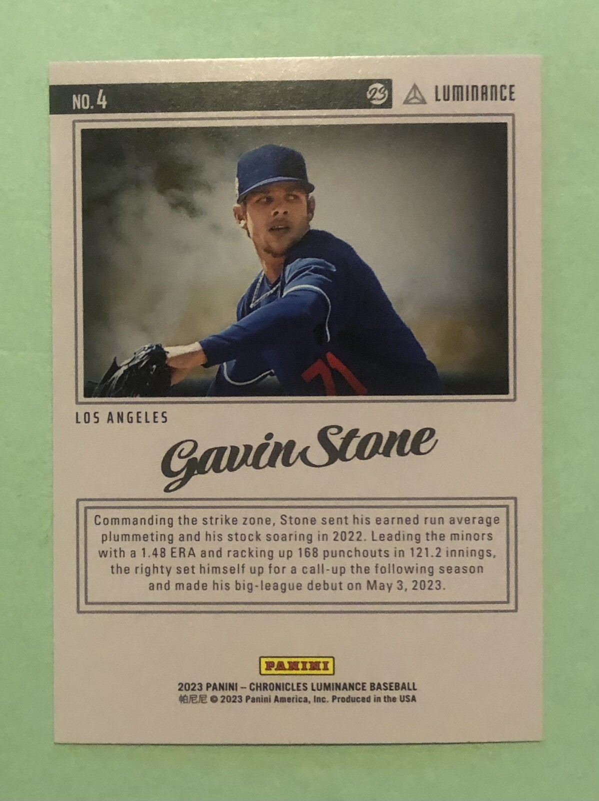 2023 Panini Chronicles #4 Gavin Stone Luminance Los Angeles Dodgers ...