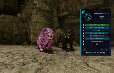ARK Survival Ascended PvE * TOP STATS * Sabertooth | Solid Black / Pink ...