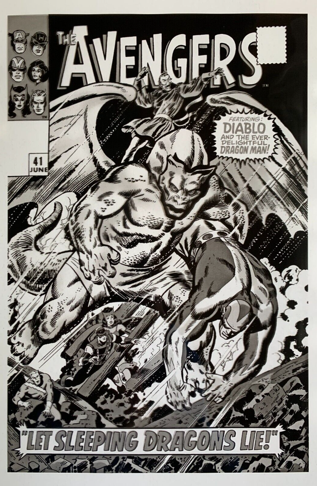 Production Art AVENGERS #41 cover, JOHN BUSCEMA art, 11x17, Diablo ...