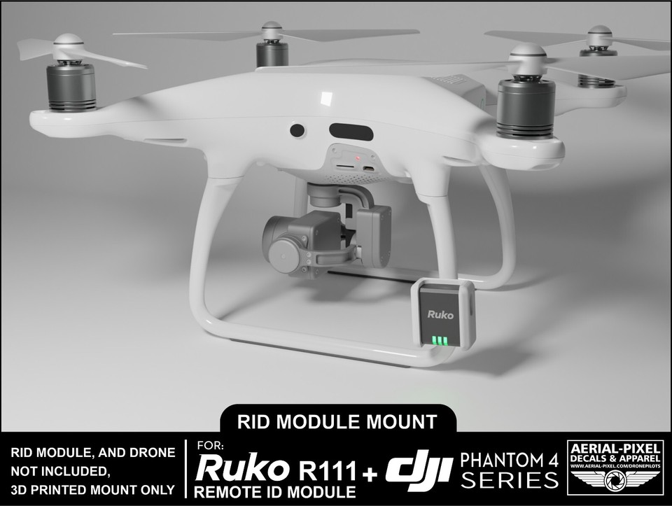 DJI Phantom 4, 3 & 2 Series Ruko R111 Remote ID Module Mount-Module Not ...