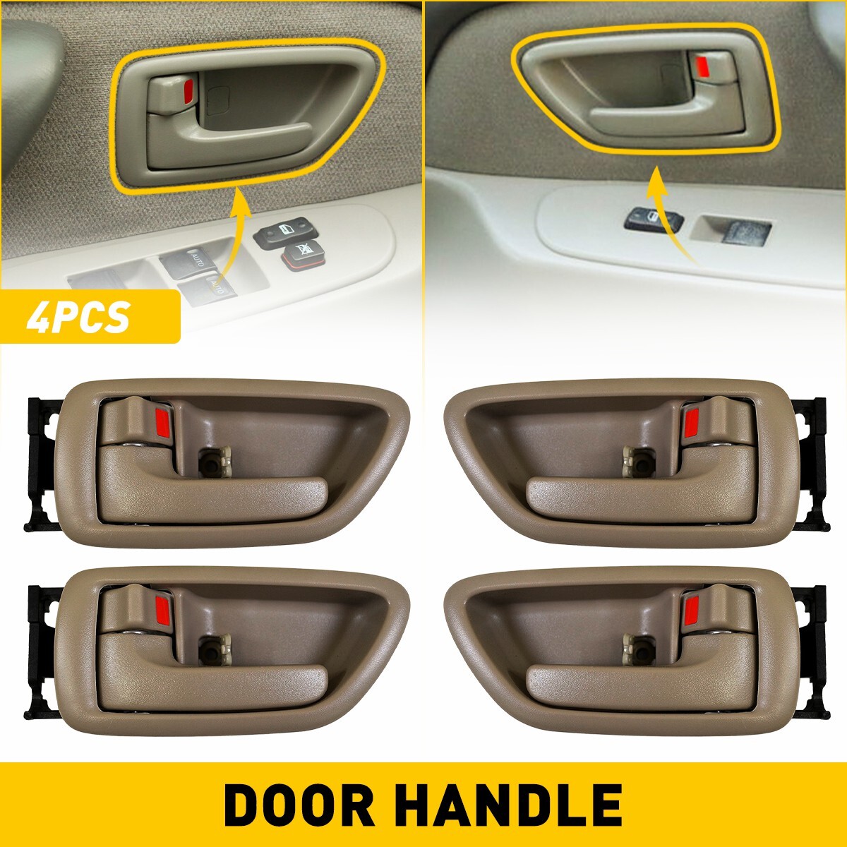4PCS Inside LH RH Interior Door 69206-0C030-E1 Handle For Toyota 2001 ...