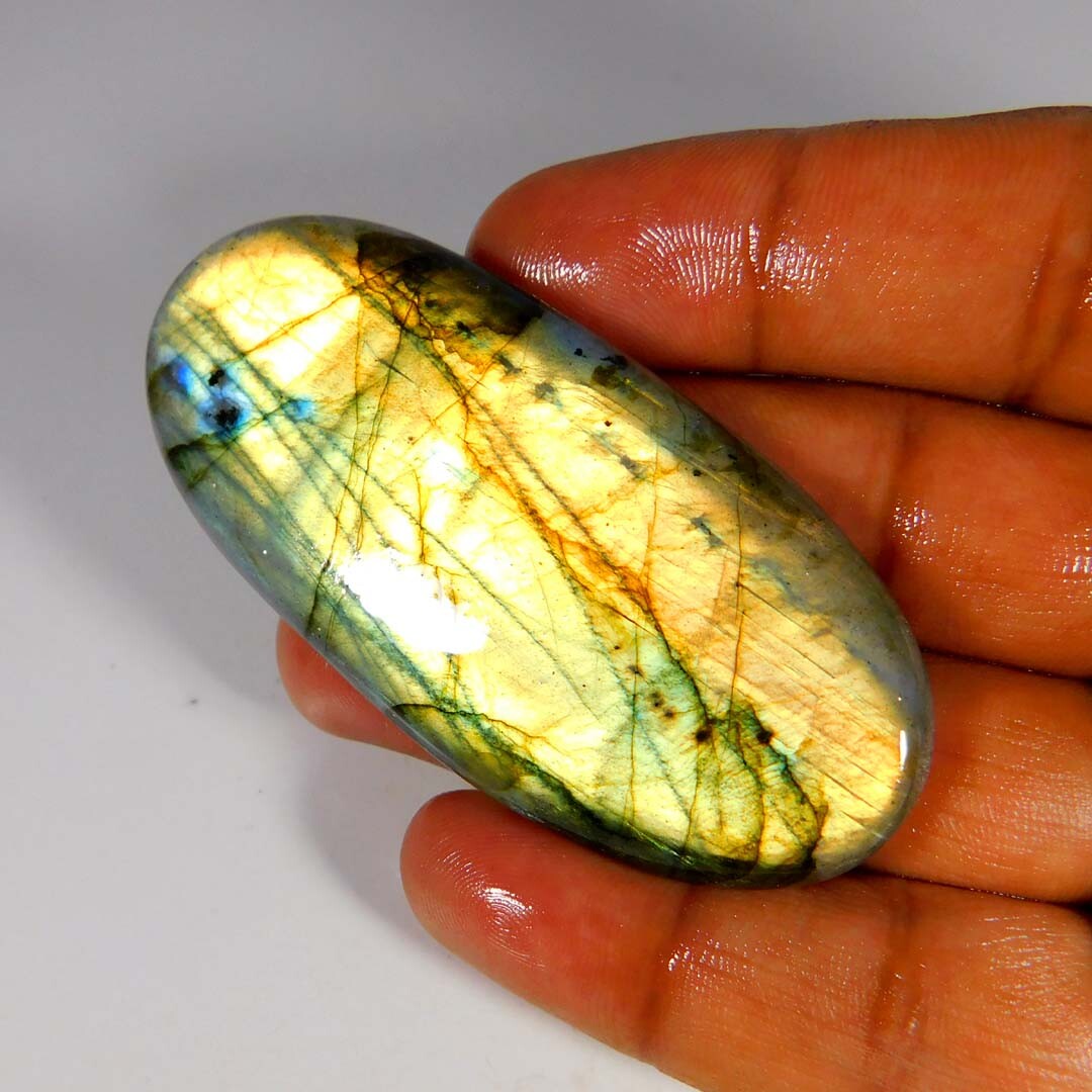 100% Natural Golden LABRADORITE Oval Cabochon 69x32x07MM Loose Gems 145 ...