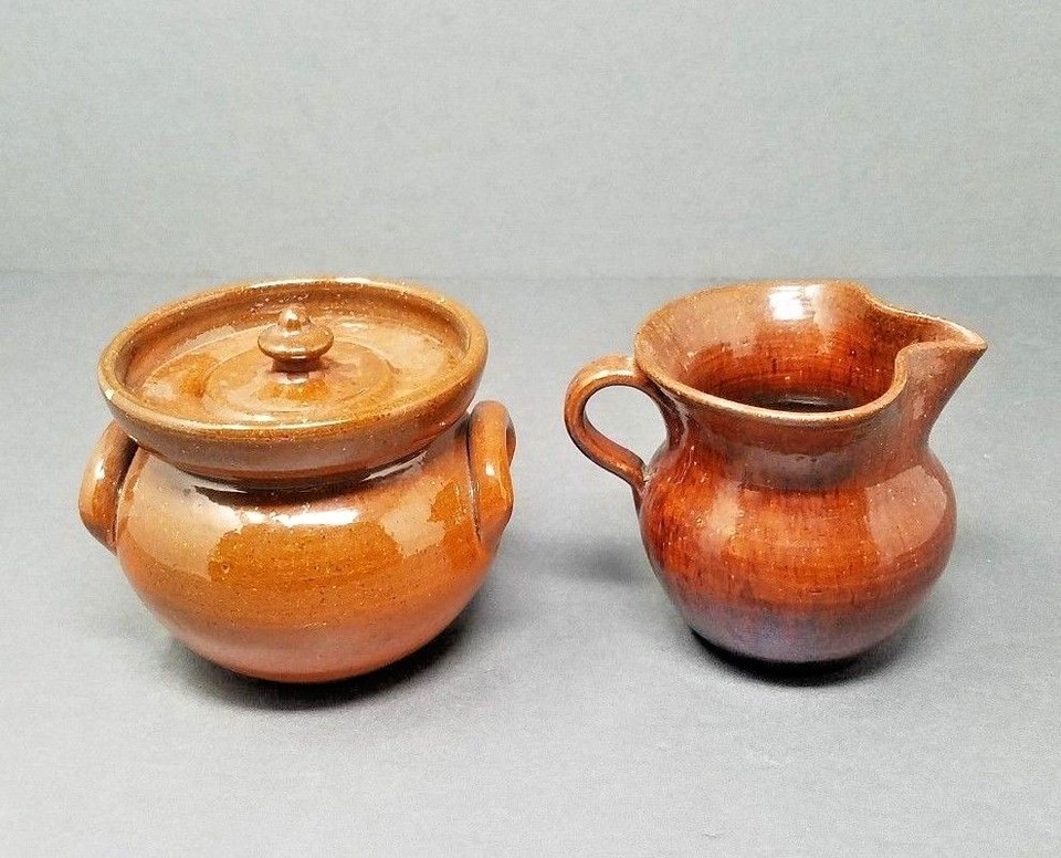 JUGTOWN POTTERY Creamer Sugar Signed BEN OWEN MASTER POTTER North ...