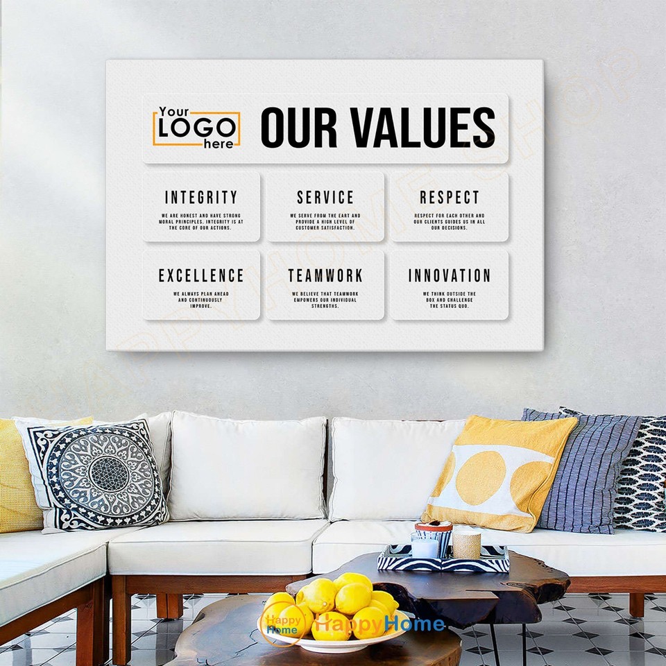 Personalized Company Our Values Wall Art Core Values Business Office ...