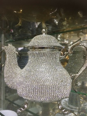 US SELLER Turkish Handmade Swarovski Crystals Coated Copper Teapot ...