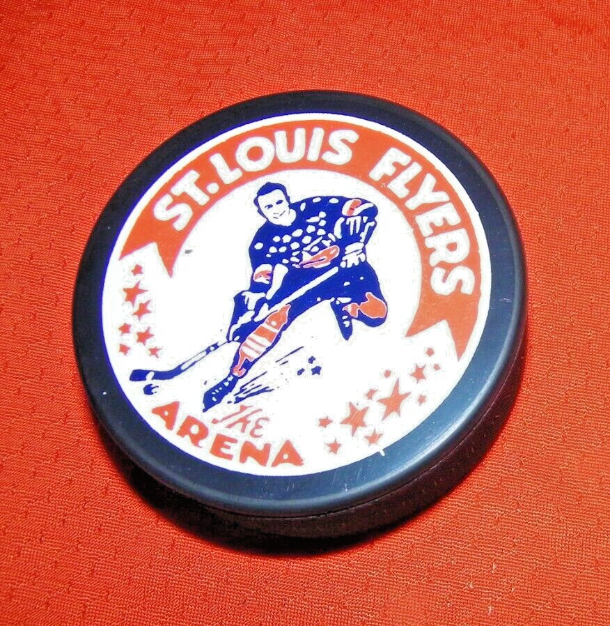 VINTAGE SOUVENIR ST.LOUIS FLYERS BLUES HOCKEY PUCK RARE & UNIQUE ...