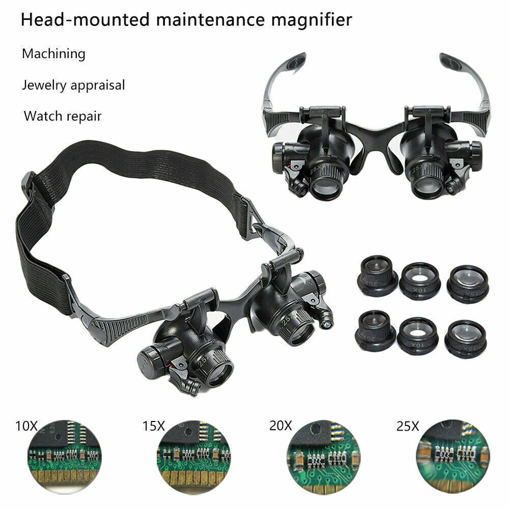 25X Magnifier Magnifying Eye Glass Loupe Jeweler Watch Repair With LED ...