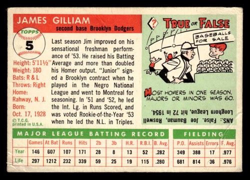1955 Topps #5 Jim Gilliam *Low Grade* | eBay