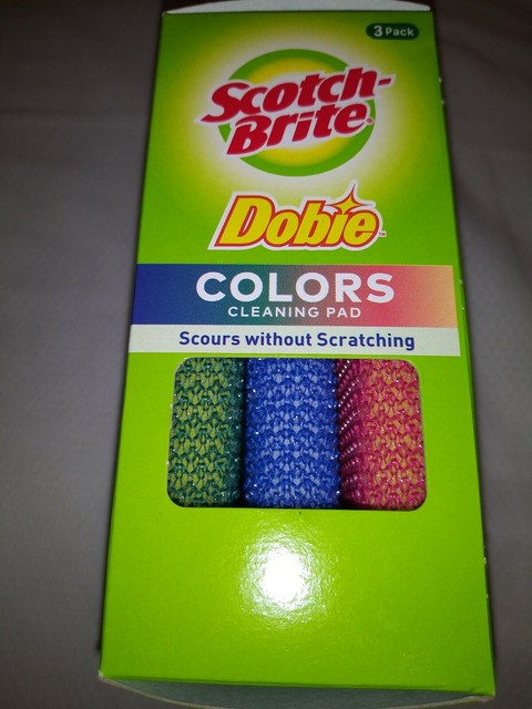 Scotch-Brite Dobie, Colors. Pack of 3. All-Purpose Cleaning Pads. 3 New ...