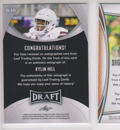 2021 Leaf Draft KYLIN HILL Green Bay Packers GREEN SP Rookie AUTO RC | eBay