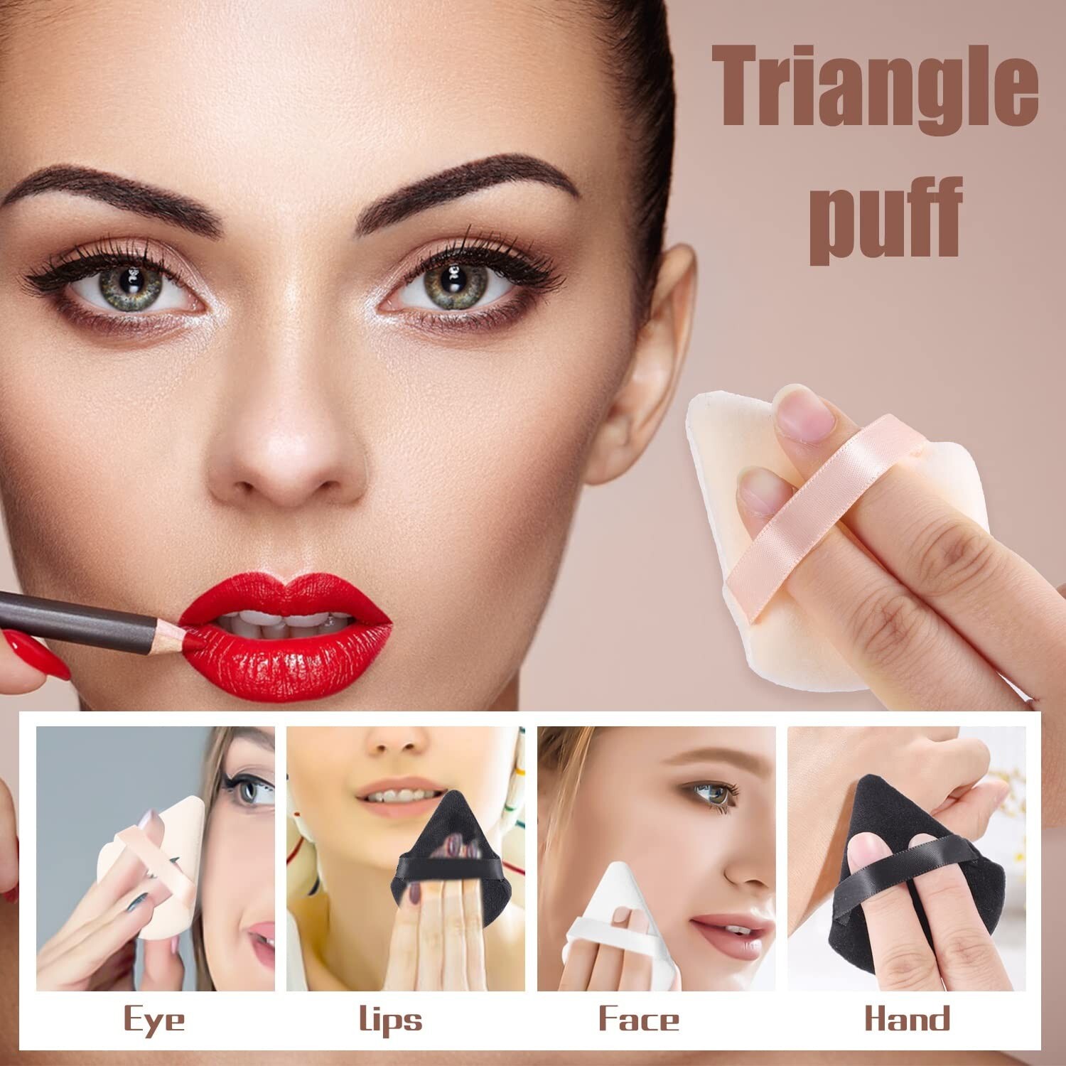 Pimoys 6 Pieces Powder Puff Face Soft Triangle Makeup Puff for Loose ...