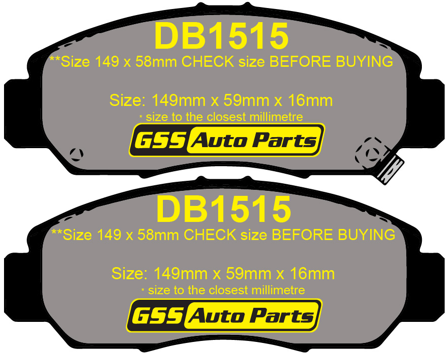 Premier Front Semi-Metallic Brake Pads DB1515 PR1515 Size 149 x 58mm ...