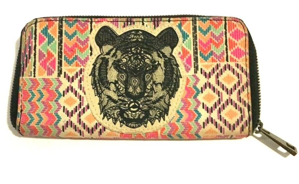 Tribal Inspired Womens Wallet 8x4 Tiger Multi-color Aztec 13 ...