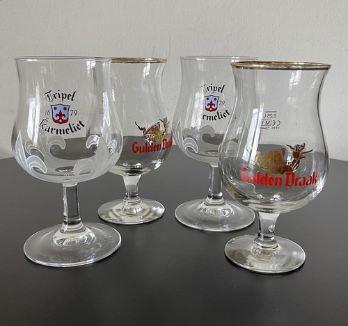 4 Gulden Draak Belgian Tulip Beer Glass Gold Rim Dragon Tripel ...