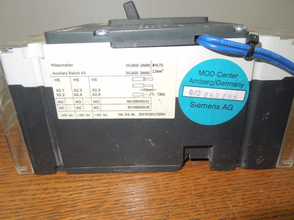 Siemens VL 160X 3VL1705-1DD33-0AA0 40A - 50A 3p 600V Circuit Breaker w ...