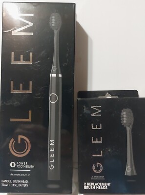 1 Gleem Battery Electric Toothbrush Black and 2 replacement brush heads ...